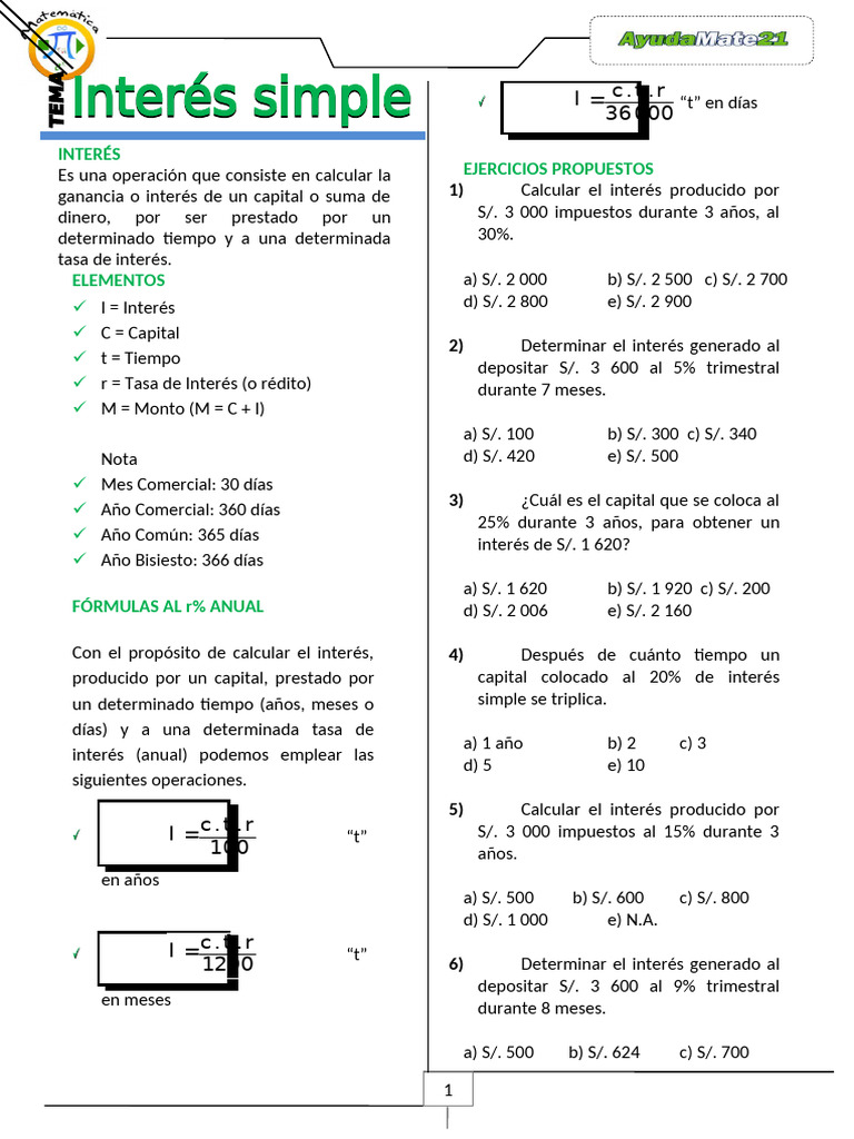 Regla de Interes Simple | PDF | Economias | Dinero