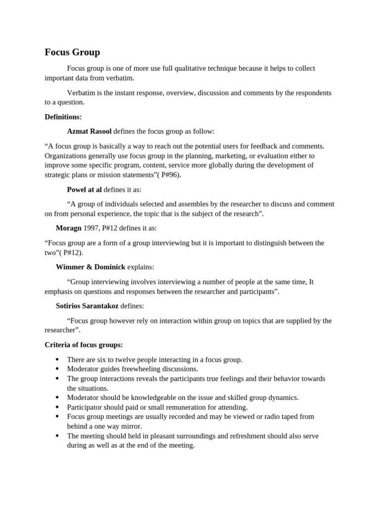Focus Group | PDF | Focus Group | Sampling (Statistics)