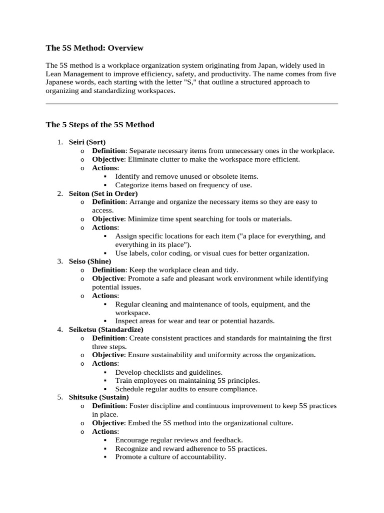 The 5S Method | PDF | Disciplines | Business