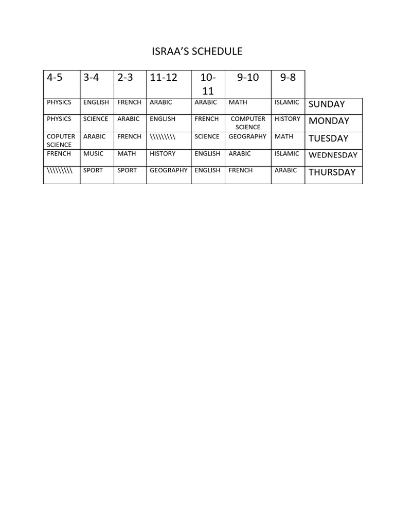 Israa Sched | PDF