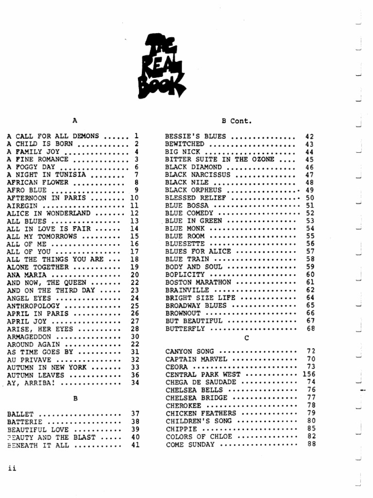 Real Book Vol 1 Indice 1 | PDF