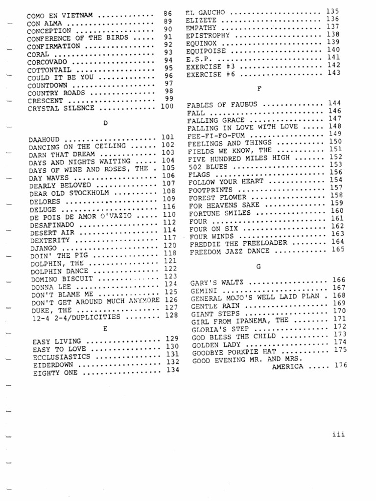 Real Book Vol 1 Indice 2 | PDF