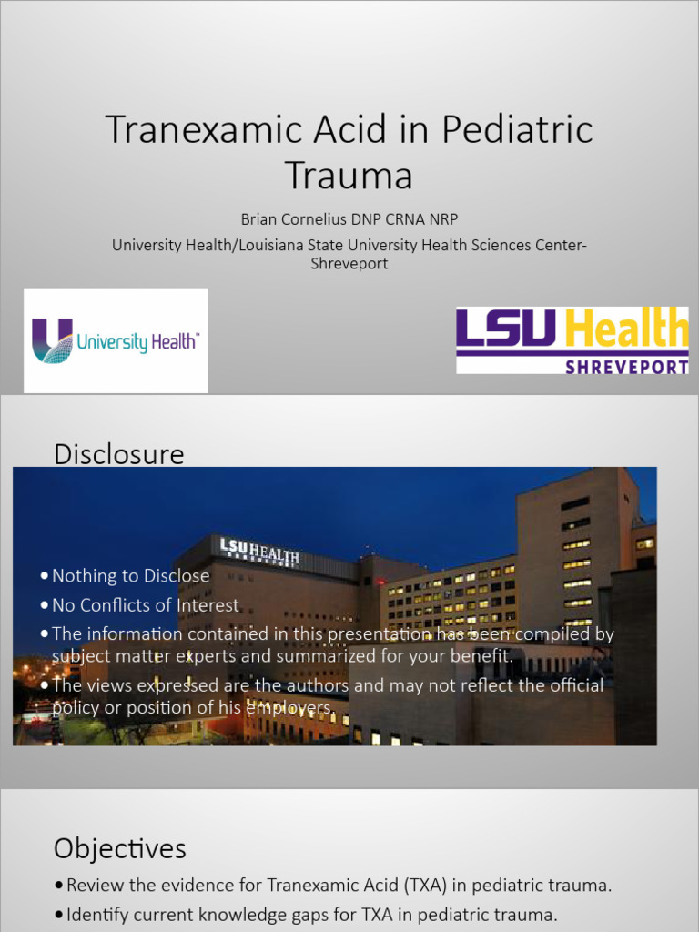 Current Practices in Tranexamic Acid Administration For Pediatric ...