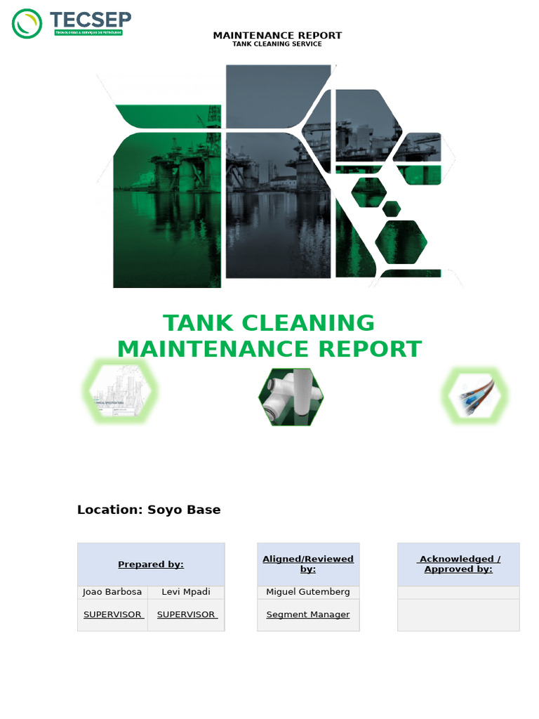 Tank Cleaning Maintenance Report | PDF | Pump