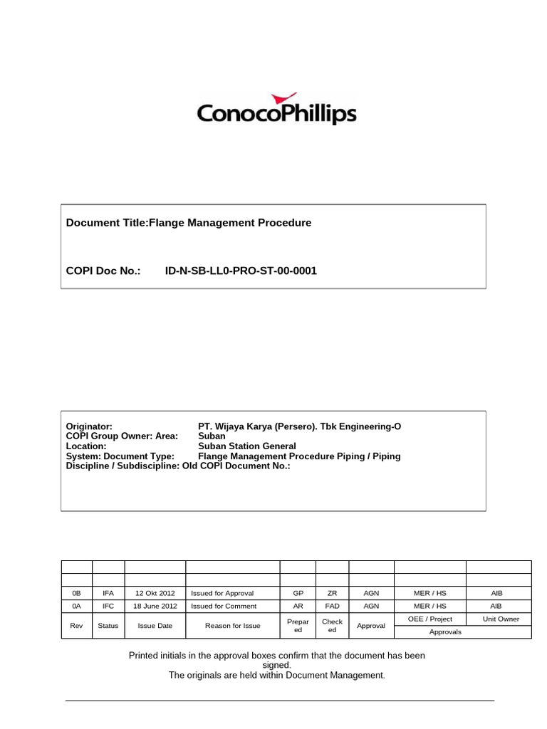 flange-management-procedure-ifu | PDF | Screw | Pipe (Fluid Conveyance)