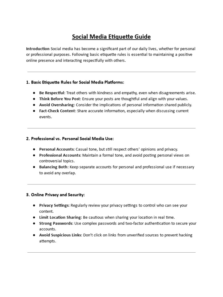 Social Media Etiquette Guide Assignment | PDF | Privacy | Cyberspace