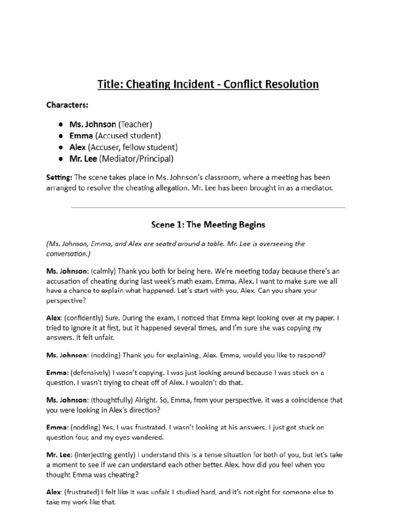 Submission Instructions For Conflict Resolution Role-Play Assignment | PDF
