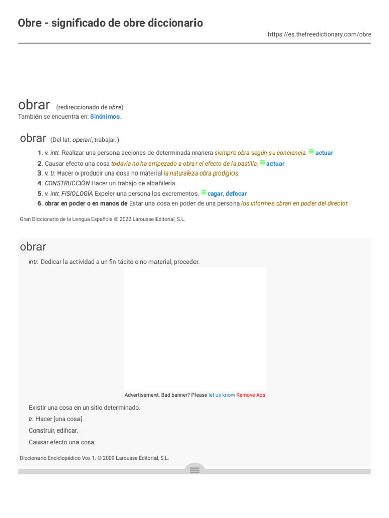 Obre - Significado de Obre Diccionario | PDF | Lingüística | Unidades ...