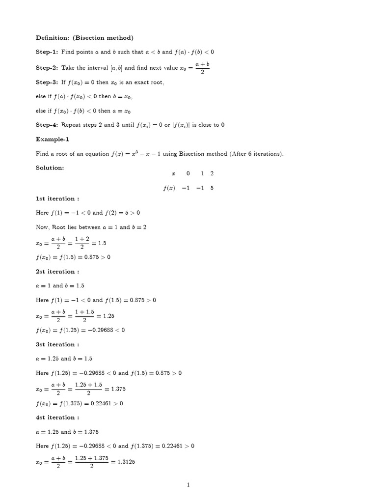 1) Bisection Method | PDF | Elementary Mathematics | Mathematical ... 1) Bisection Method | PDF | Elementary Mathematics | Mathematical ...