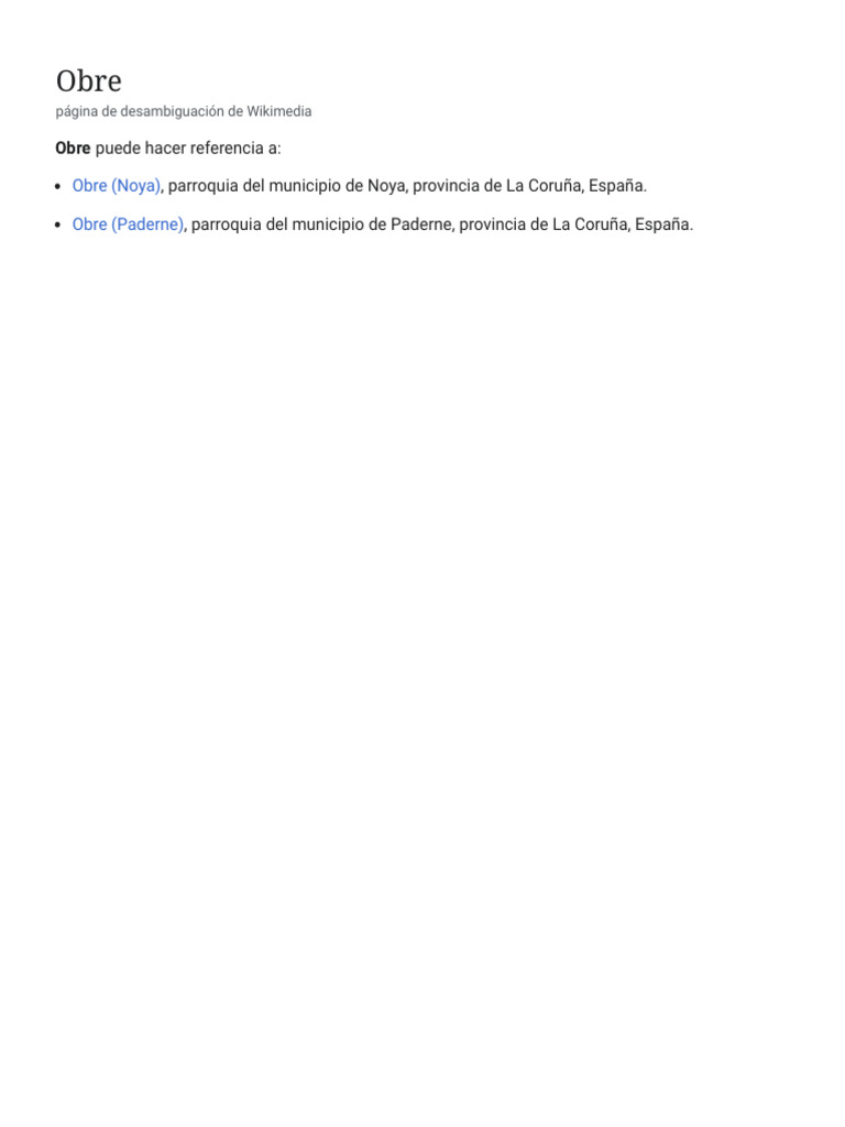 Obre - Wikipedia, La Enciclopedia Libre | PDF