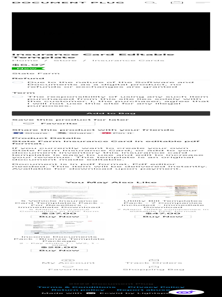 State Farm Insurance Card Editable Template Documentplug | PDF