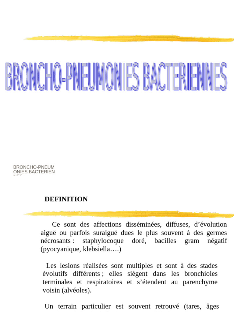 Broncho Pneumonies Bacteriennes | PDF | Spécialités médicales | Maladie respiratoire