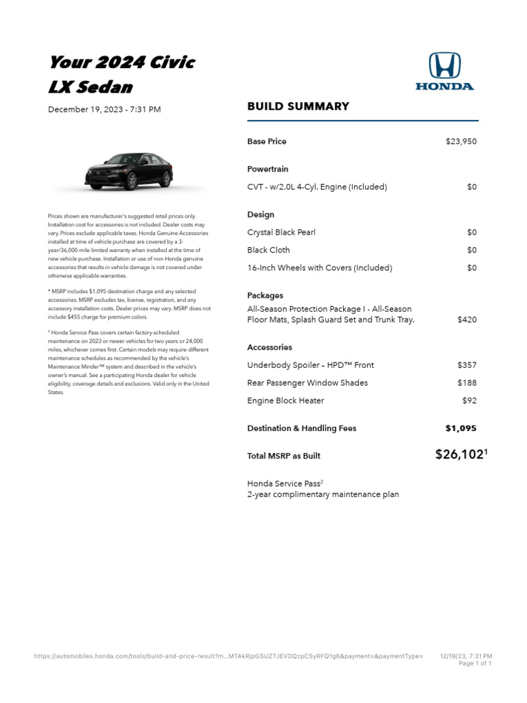 Build and Price Result 2 | PDF | List Price | Sedans