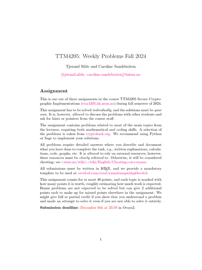 Weekly_Problems | PDF | Encryption | Key (Cryptography)