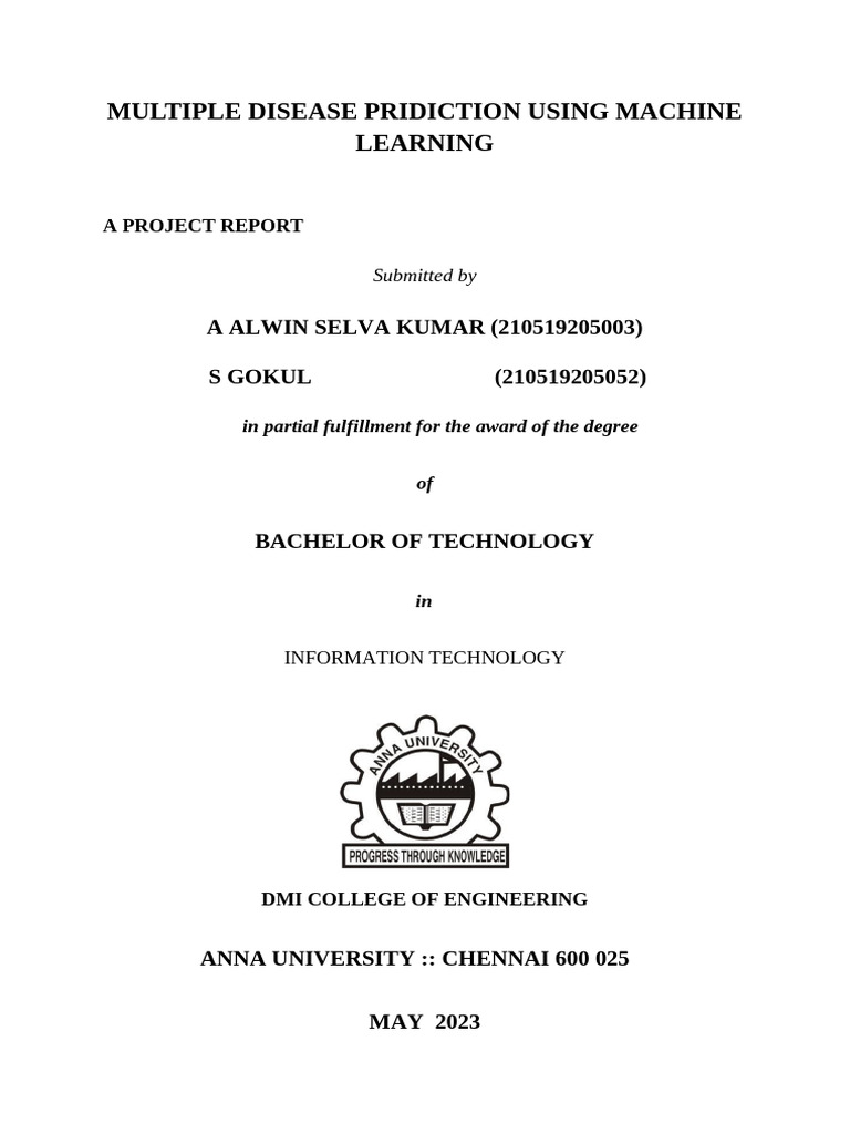 Machine Learning for Disease Prediction | PDF | Machine Learning ...