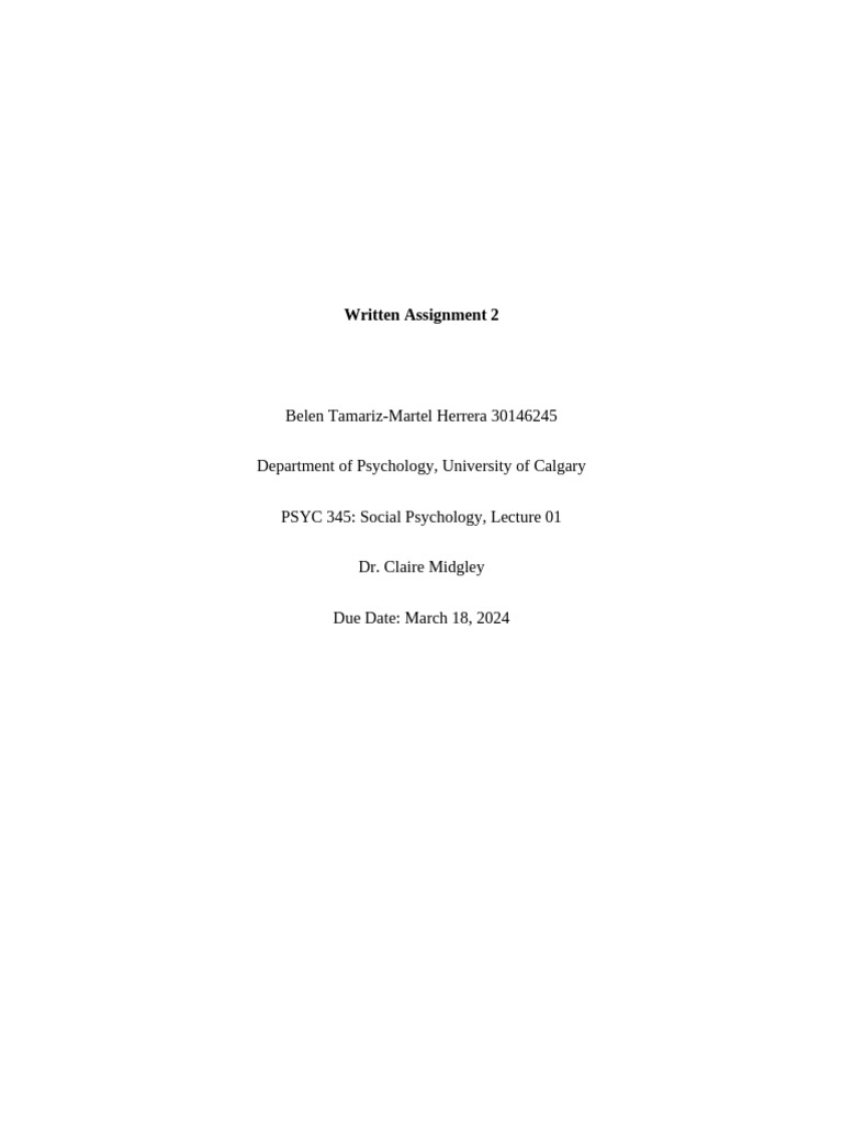 PSYC 345 Written Assignment 2 | PDF | Decision Making | Behavior