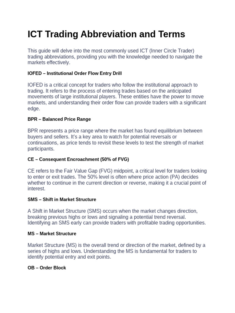 ICT Terms | PDF | Futures Contract | Market (Economics)