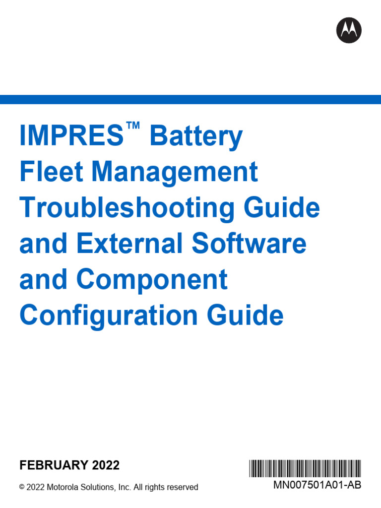 MN007501A01-AB Enus IMPRES BFM Troubleshooting Guide External Software and Component Config ...