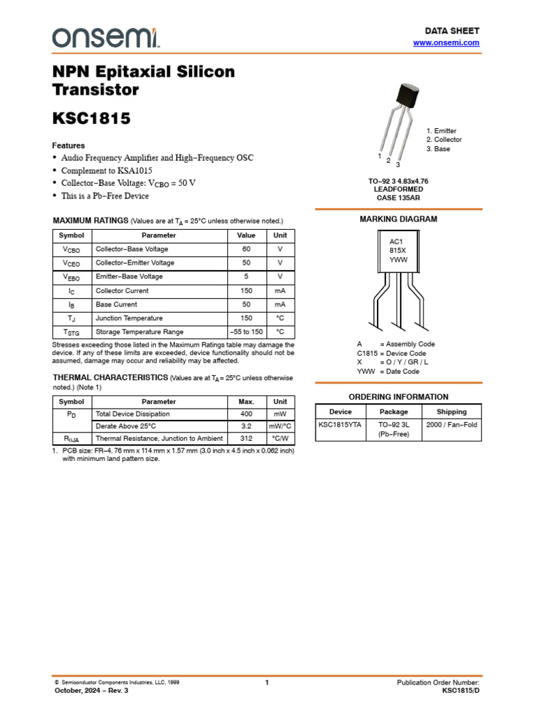 KSC1815-D | PDF | Electrical Engineering | Electronics
