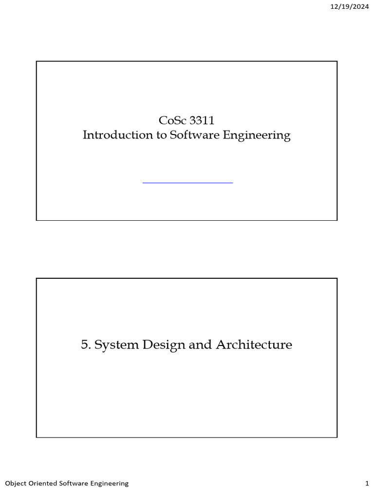 CoSc3311 - Udated Slides - Design and Arch | PDF | Method (Computer Programming) | Modular ...