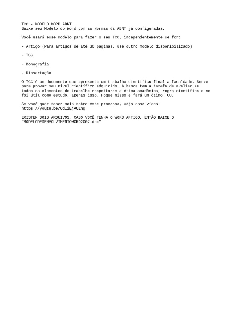 Modelo ABNT para TCC no Word | PDF