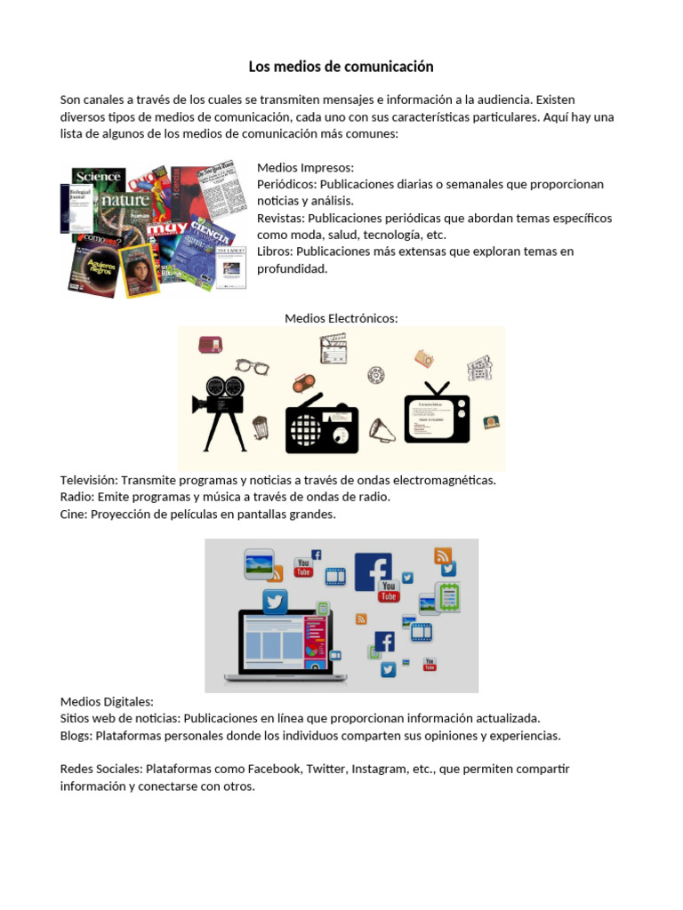 Los medios de comunicación | PDF | Medios de comunicación) | Medios de ...