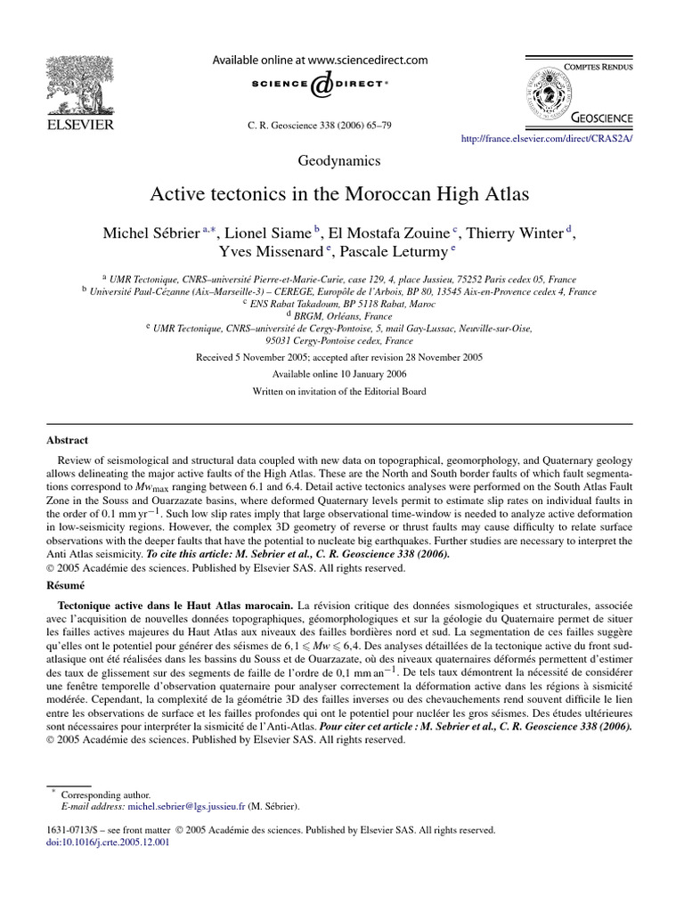 Active Tectonics in The Moroccan High Atlas | PDF | Fault (Geology ...