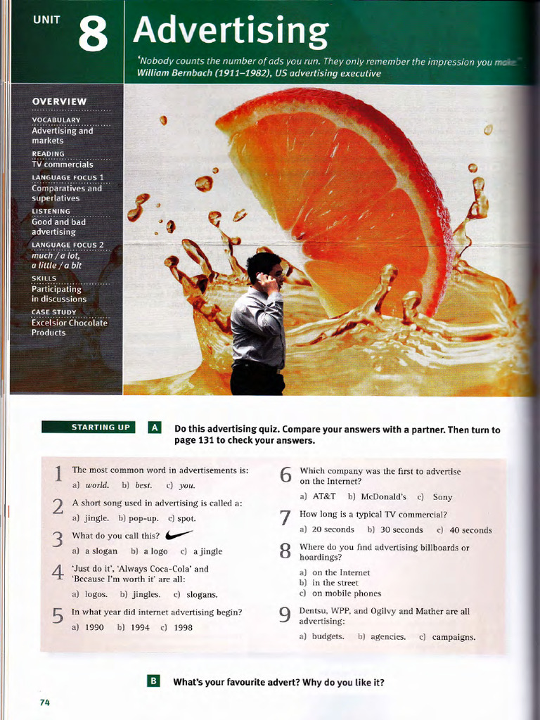 Unit 8 Advertising English 2 (Market Leader Elementary) | PDF