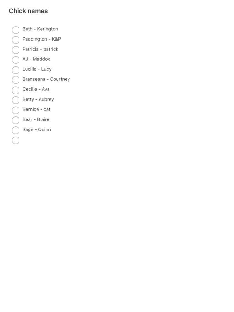 Chick Names | PDF