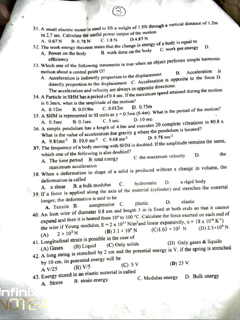 PHY 101 Past Questions | PDF