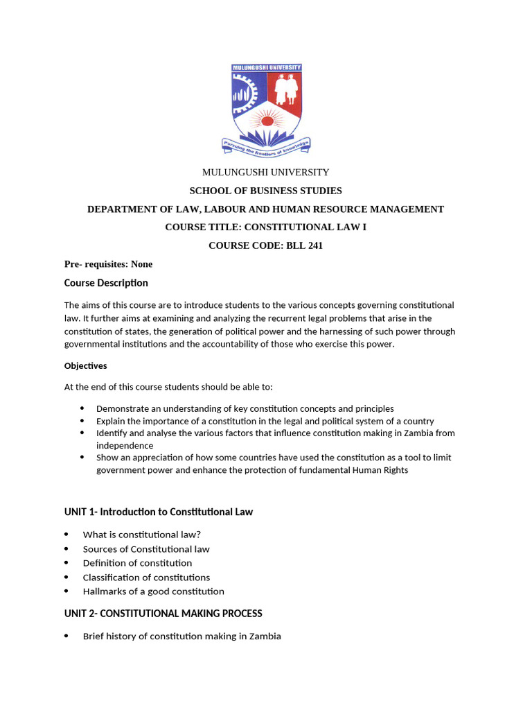 Constitutional Law Course Overview | PDF | Constitution ...