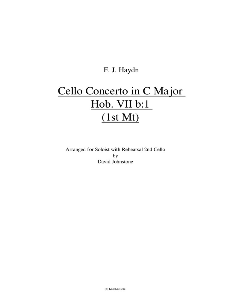 Haydn-Cello Concerto C Major-1st Mt-Two Cellos | PDF | Concerto | Orchestras
