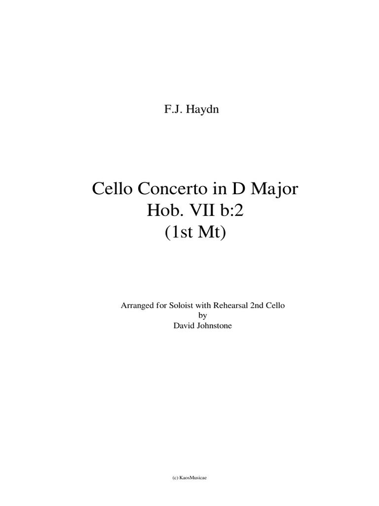 Haydn-cello Concerto d Major-1st Mt-two Cellos | PDF | Concerto | Classical Music