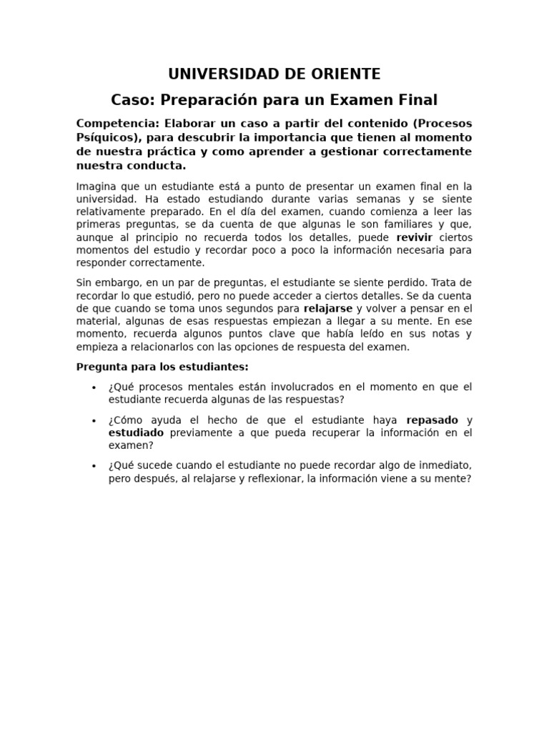 Caso Proceso Psíquico | PDF