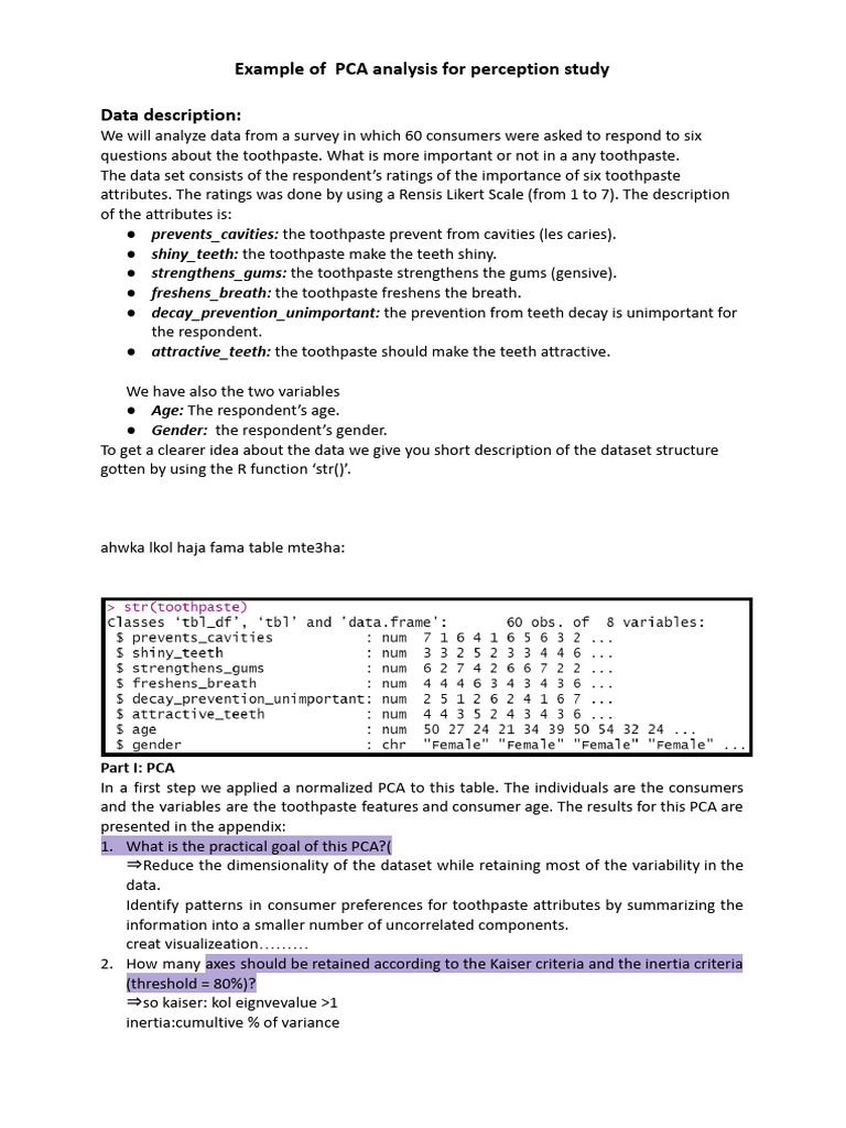 PCA Example - Toothpaste | PDF | Principal Component Analysis | Data ...