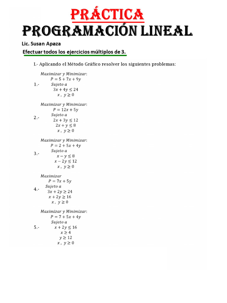 Practica Programacion Lineal PDF | PDF