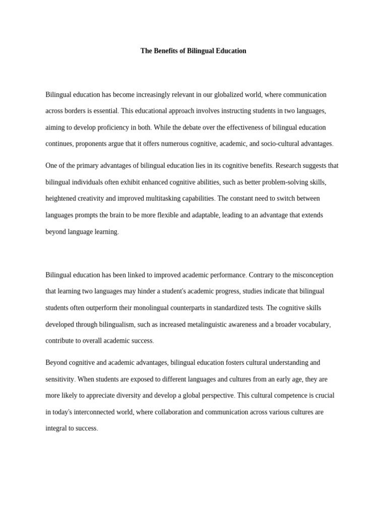 The Benefits of Bilingual Education | PDF | Multilingualism | Cognition