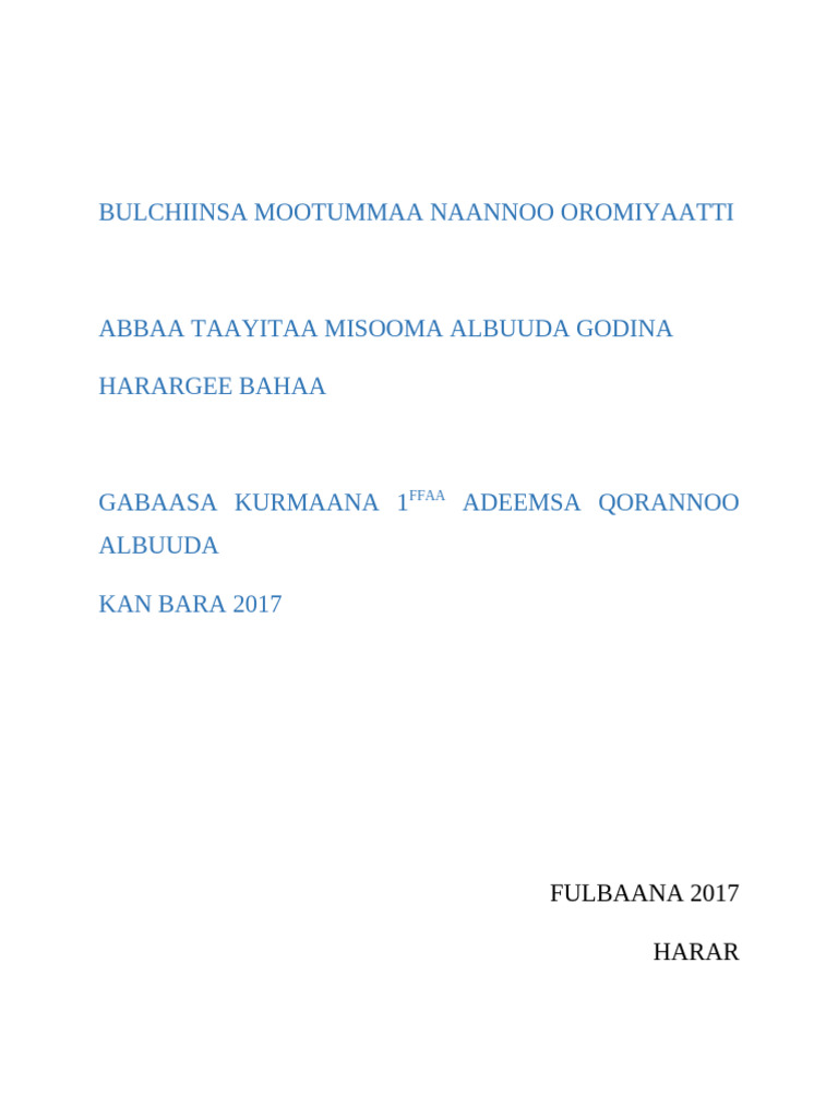 Gabaasa Kurm 1ffaa 2017 | PDF