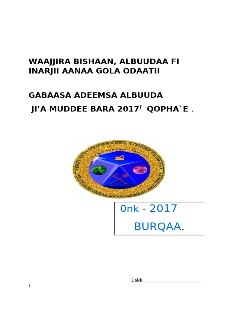Gabaasa Ji'a Muddee Adeemsa Albuuda 2017 | PDF