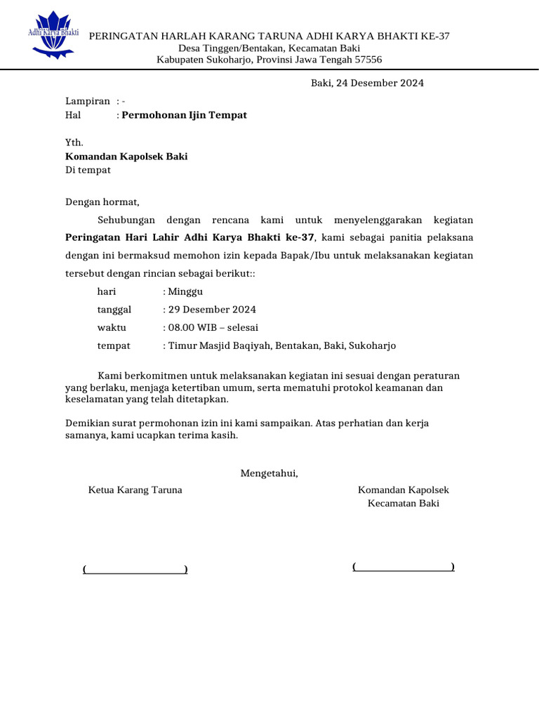 Surat Pemberitahuan Kapolsek 1 | PDF