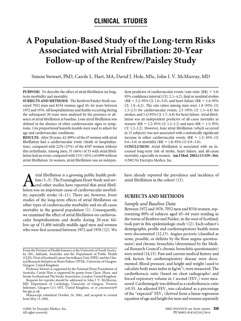A Population-Based Study of The Long-Term Risks Associated With Atrial ...