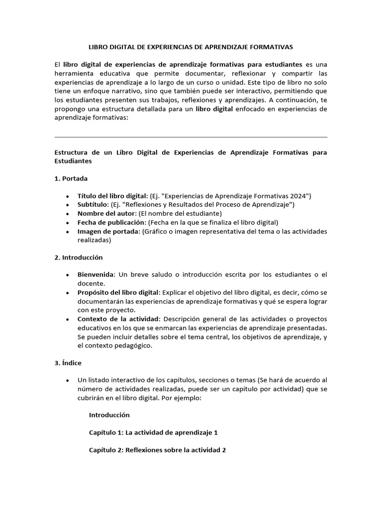 Libro Digital de Experiencias de Aprendizaje Formativas | PDF | Aprendizaje | Evaluación