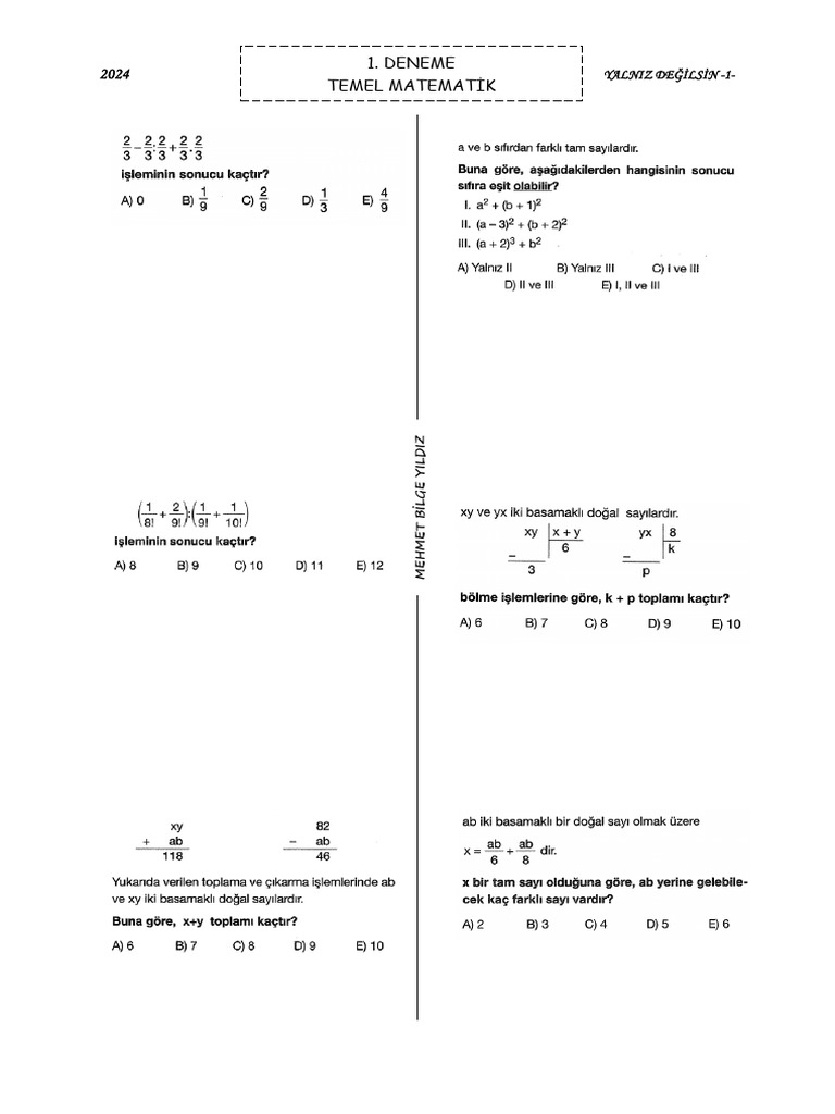 1-Temel Matematik | PDF