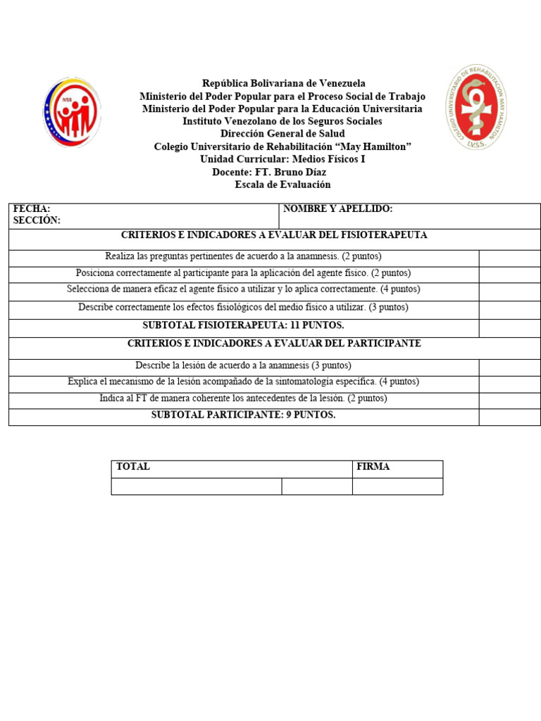 Escala de Estimación - Examen Final MF | PDF