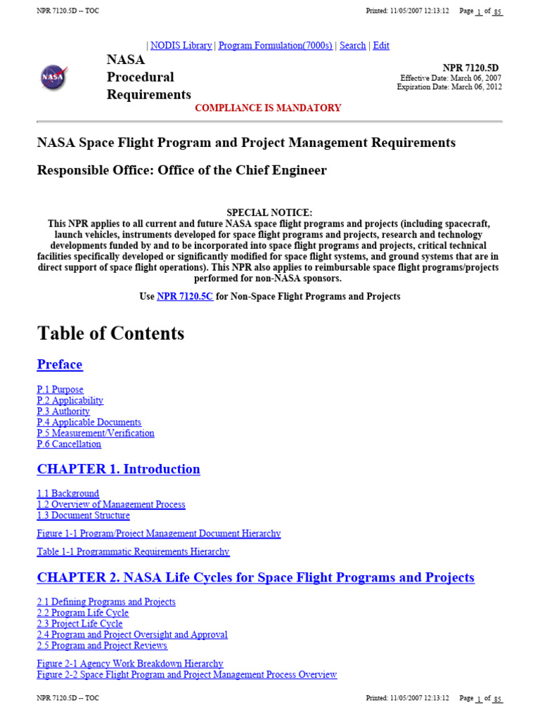 N_PR_7120_005D_[1] | PDF | Nasa | Project Management