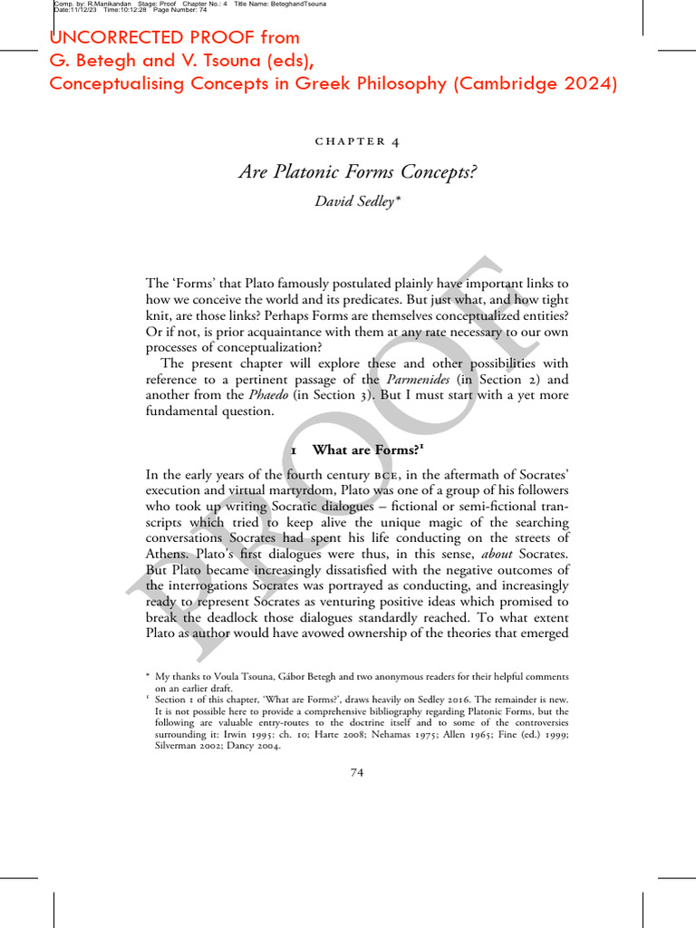 Are_Platonic_Forms_Concepts | PDF | Plato | Thought