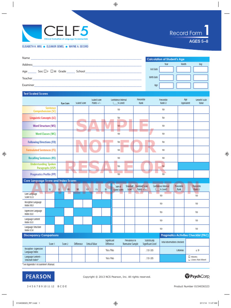 Celf5 RF1 Full | PDF | Phrase | Syntax