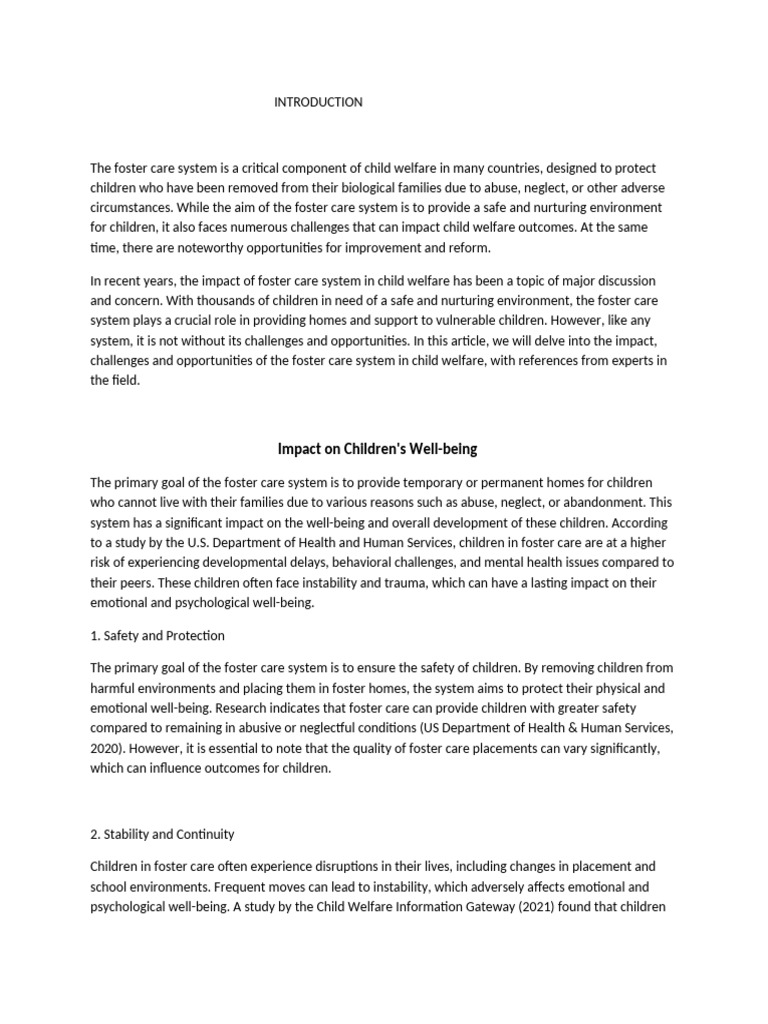 Grace Assignment 2x2 | PDF | Foster Care | Mental Health