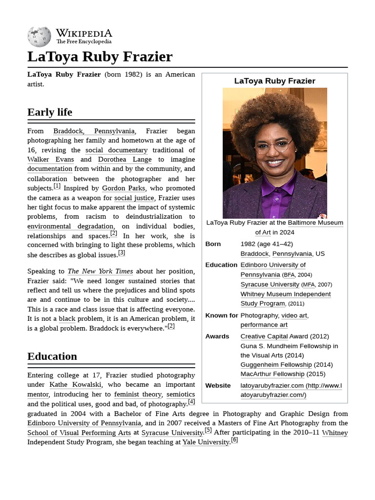 LaToya Ruby Frazier | PDF | The Arts