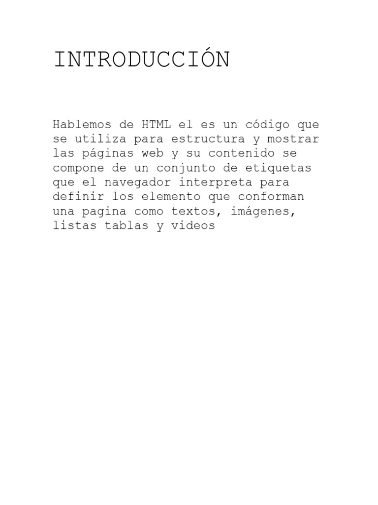 Introducción al HTML y su Estructura | PDF